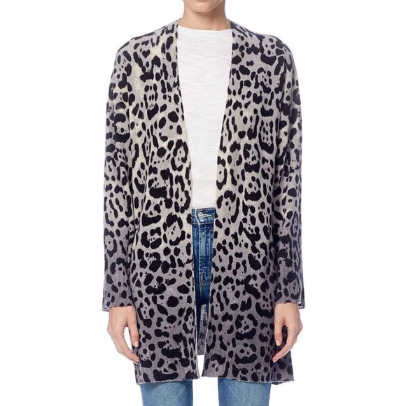 360 Cashmere | Sweaters | Nwt 36 Cashmere Leopard Print Ombre Cardigan ...